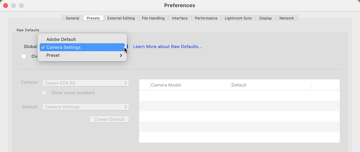 Using Camera Settings as Raw Default - Lightroom Killer Tips
